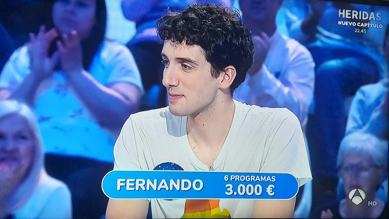 El santiagués Fernando Castro se impuso el lunes en «Pasapalabra» mientras aún resuena su ...